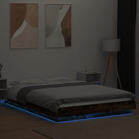 Rám postele s LED osvětlením kouřový dub 120 x 190 cm kompozit 3281144