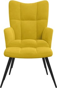 Relaxační křeslo s taburetkou, hořčicově žluté sametové 328091