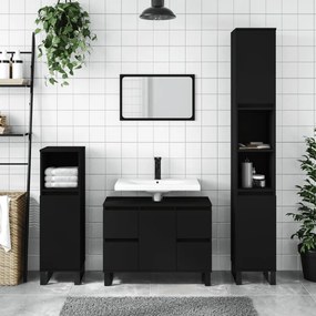 Koupelnová skříňka černá 80 x 33 x 60 cm kompozitní dřevo - Default Title