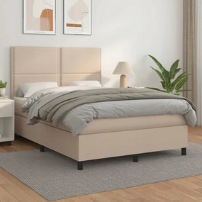 Box Spring Postel S Matrací Umělá Kůže Cappuccino Hladké s hřebíky 140 x