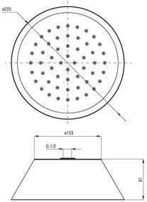 Deante Cascada, kulatá nerezová sprchová hlavice 2-funkční O225 mm, chromová, NAC_091K