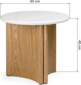 Odkládací stolek Marlo 50 cm krémový/dub přírodní