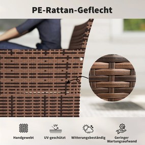 2místná ratanová zahradní pohovka PE ratanová venkovní pohovka na terasu s polštářem, protiskluzové rohože, ocelový rám, khaki barva