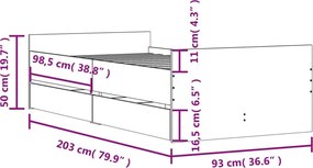 vidaXL Rám postele se zásuvkami 90 x 200 cm [3207376] Barva: šedá sonoma