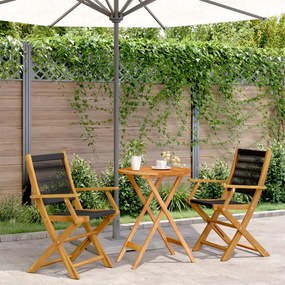 3dílný bistro set černý polypropylen a masivní dřevo 3281793