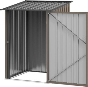 Outsunny Kovový Kůlna na Nářadí 1,6m³ 100x103x160cm Zahradní Kůlna s Šikmou Střechou a Zámkem Voděodolný Úložný Kabinet pro Zahradu, Hnědá | Aosom