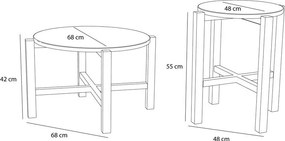Kulaté konferenční stolky v sadě 2 ks v dekoru dubu v přírodní barvě ø 68 cm Four – Hübsch