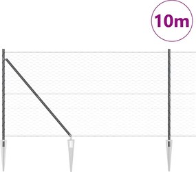 Hexagonální plot s podpěrou 10 x 1,4 m Ocel potažená PVC Šedá 3353210