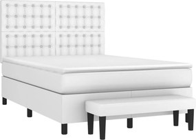 Box spring postel s matrací bílá 140 x 190 cm umělá kůže 3137660