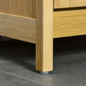 Samostatná skříňka do koupelny kleankin z bambusu s košem na prádlo - úsporná skříňka do koupelny - rozměry 40Š x 30H x 86,5V cm | Aosom