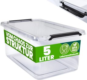 Deuba Úložný box Deuba® s víkem – průhledný, 5 l (30×20×12 cm)