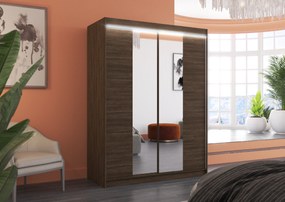 ADRK Furniture Posuvná skříň se zrcadlem a LED osvětlením FEVER 150 SW-FEV-CH-150+L-V222
