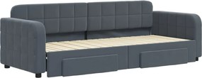 Válenda s přistýlkou a zásuvkami tmavě šedá 80 x 200 cm samet 3196971