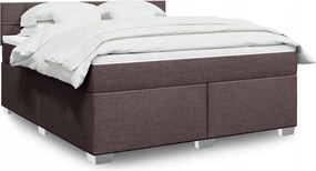 Box Spring Postel S Matrací Textil Tmavě Hnědá Blok se čtverci 180 x 200