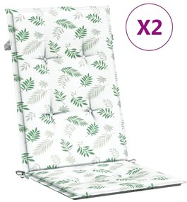 vidaXL Podušky na židli s vysokým opěradlem 2 ks vzor listů textil