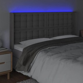 Čelo postele s LED šedé 183 x 16 x 118/128 cm umělá kůže 3124154