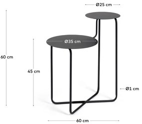 Černý kovový odkládací stolek Kave Home Vidalita 25/35 cm