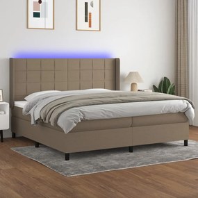 Box spring postel s matrací a LED taupe 200x200 cm textil