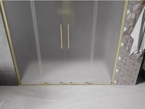 Mexen Velar L Duo, posuvné sprchové dveře do otvoru 200 cm, 8mm sklo námraza, zlatá matná, 871-200-003-32-55