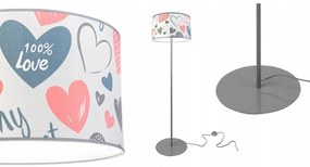 Dětská stojací lampa Heart, 1x bílé textilní stínítko se vzorem, (výběr ze 2 barev konstrukce), o, p