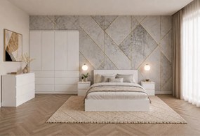Sestava do ložnice se šatní skříní 4D a postelí 160x200 cm se zásuvkami, nymfhea alba Idea