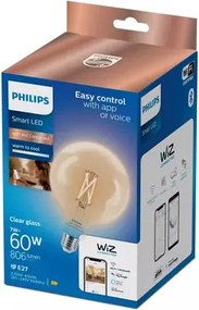 WiZ Filament G125 čirá / Chytrá LED žárovka / E27 / 2700-6500K / 7 W /