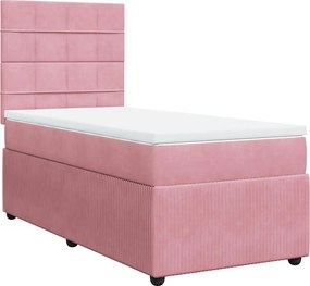 Box spring postel s matrací růžová 90x200 cm samet 3292243