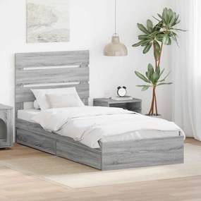 Postel s úložným prostorem se zásuvkou Šedá Sonoma 100 x 200 cm 3411922