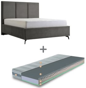 Čalouněná postel s matrací CESTO 180 - šedá