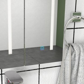 Kleankin zrcadlová skříňka s nastavitelnými policemi a 3-barevnými LED světly, z MDF a skla, 90x15x70 cm, bílá