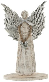 Dřevěný anděl  se stříbrnými křídly - 18*31*2cm