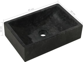 vidaXL Koupelnová skříňka dřevo teak a umyvadla mramor [3058166] Barva: Černá