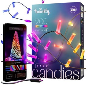 Twinkly | Twinkly TWKC200RGB-G - LED RGB Stmívatelný vánoční řetěz 200xLED 14 m USB Wi-Fi | TW0048
