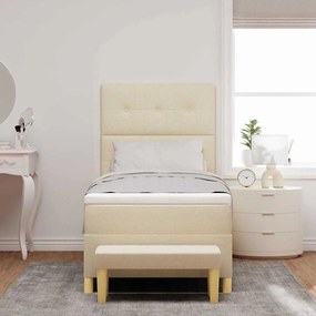 Postel s boxspringem s čelo Krémová 190 x 90 cm textil 3344266