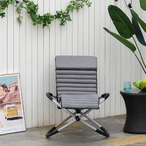 Houpací křeslo Outsunny ergonomické houpací křeslo 2 v 1 zahradní křeslo houpací lehátko kovové textilénové kulovité tmavě šedé 145x74x88 cm pro poho…