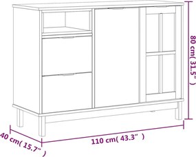 vidaXL Příborník s prosklenými dvířky FLAM 110x40x80 cm borové dřevo [357828]