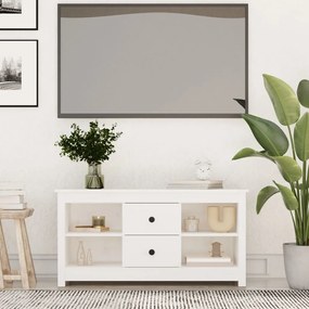 TV skříňka bílá 103 x 36,5 x 52 cm masivní borové dřevo