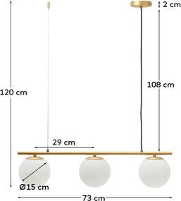 Bílé/ve zlaté barvě kovové závěsné svítidlo se skleněným stínidlem Brisia – Kave Home