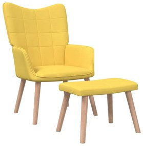 327937 vidaXL Relaxační křeslo se stoličkou hořčicově žluté textil