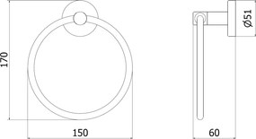 Mexen příslušenství, REMO držák na ručníky Ring, zlatá, 7050732-50