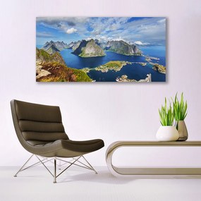 akrylový obraz Hory Moře Záliv Krajina 120x60 cm