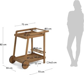Servírovací stolek z masivu akácie 55x73 cm Felisa – Kave Home