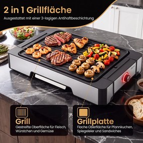 Costway Elektrický gril 2300 W stolní gril s plynulou regulací teploty