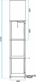 Toolight Toolight, JNH050-1F, stojací lampa s poličkami a jutovým stínítkem 157 cm, 1× E27, černá, 58349