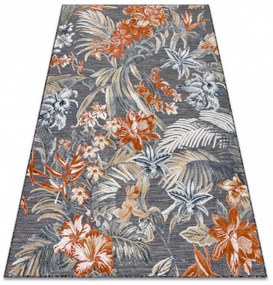 Venkovní kusový koberec Květy černý 157x220cm