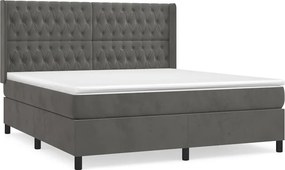 Box spring postel s matrací tmavě šedá 180x200 cm samet 3132874