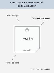 Samolepka na kořenky TYMIÁN bílá 5 × 5 cm základní písmo
