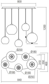 Redo Set designových závěsných svítidel Bowl Barva: Chrom