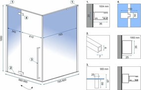 Sprchový kout REA FARGO 80/zástěna x 100/dveře cm, černý matný/transparent + vanička Savoy bílá