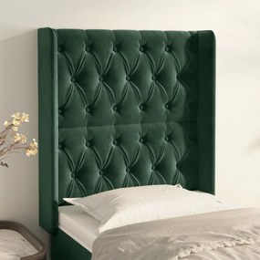 Čelo postele typu ušák tmavě zelené 83x16x118/128 cm samet 3119949